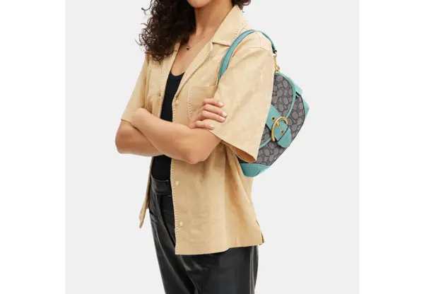 Coach Soho Bag In Signature Jacquard - Brass/Faded Blue | Editorialist